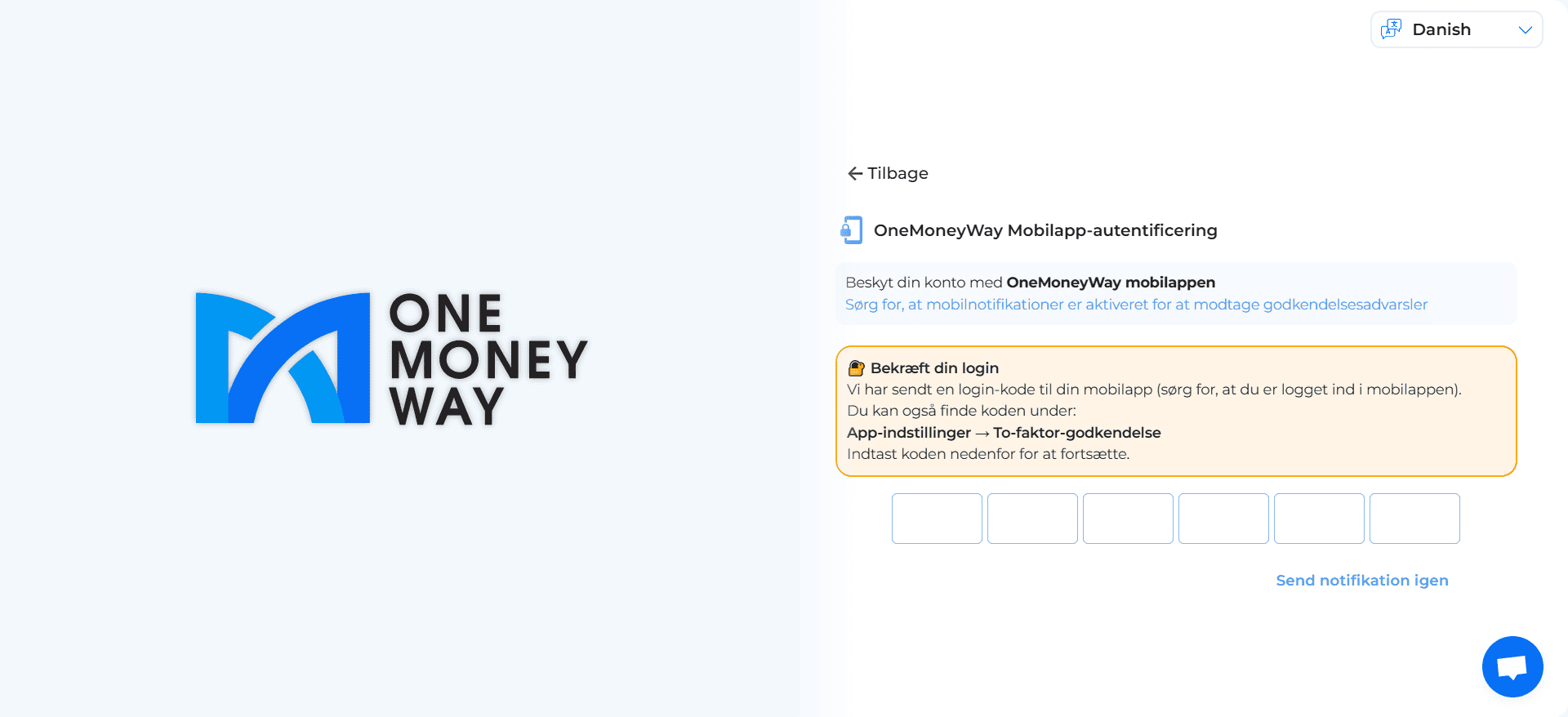 Opsæt 2FA i OneMoneyWay-webappen | OneMoneyWay